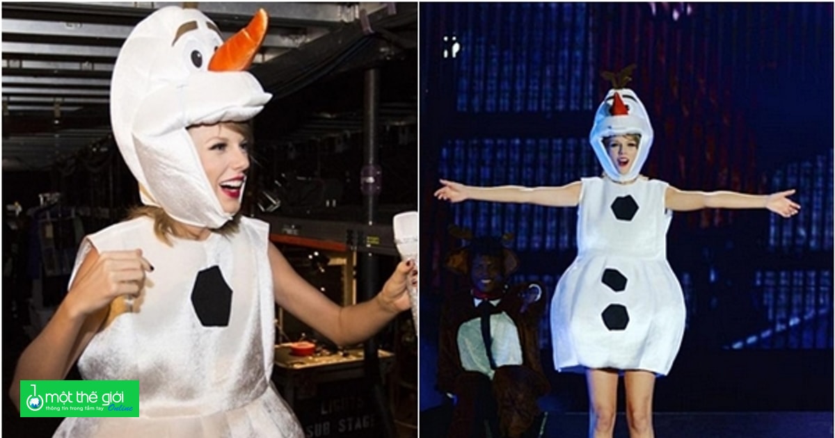 Taylor Swift hóa người tuyết vui nhộn Olaf của Frozen trên sân khấu
