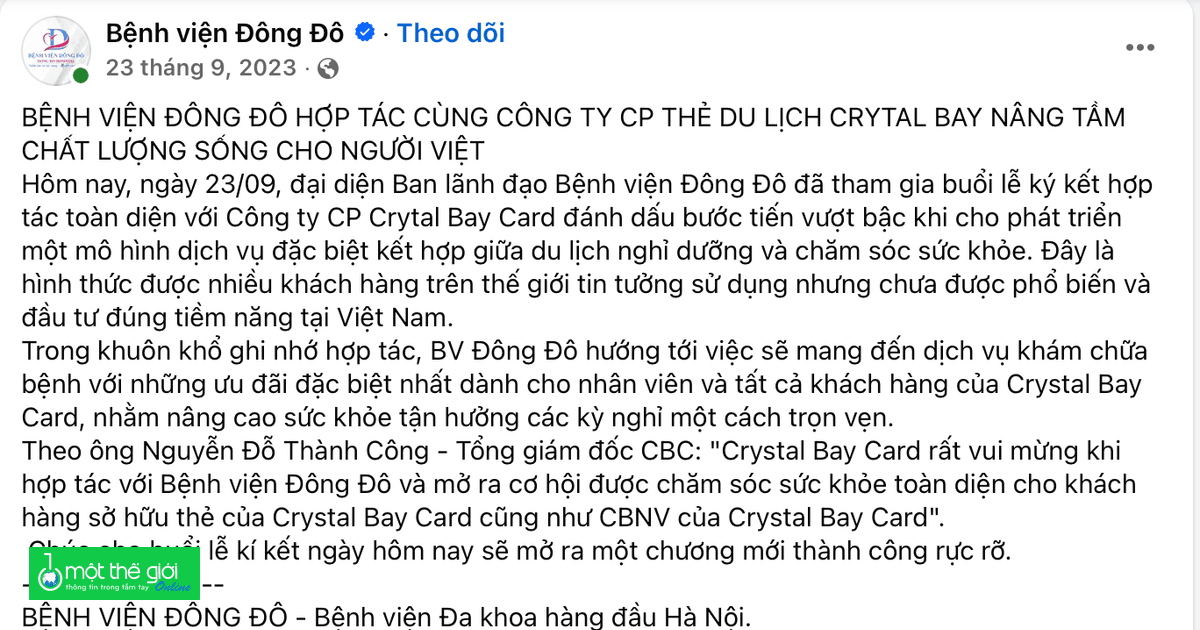 Vụ hợp đồng kỳ nghỉ: Bệnh viện Đông Đô lên tiếng về cú bắt tay Crystal ...